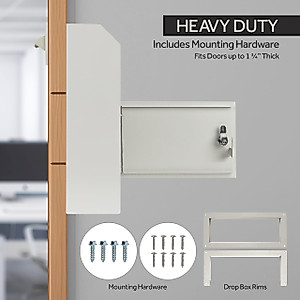 Durabox Through-The-Door Drop Box Deposit Safe 12 x 6 x 15 - Heavy Duty Steel Mailbox with Lock for Receiving Mail, Checks, Letters, Cash and More for Home, Office and Commercial Use (D500) (Gray)