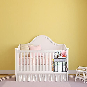 JiA QAQ Hanging Diaper Caddy Organizer,Portable Changing Table Baby Diaper Organizer for Crib and Baby Bassinet, Playard,with 4 PE Board, Multiple Side Pockets for Baby Essentials
