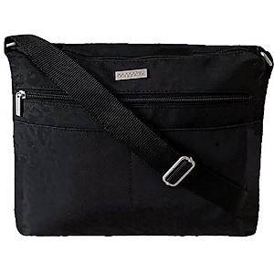 Baggallini Large Zipper Bagg Crossbody Bag (Black Cheetah)