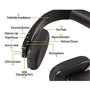 Kinivo URBN Premium Bluetooth Wireless Headphones - NFC Pairing, Powerful AptX HD Sound, Wireless Audio Streaming and Hands-Free Calling for Devices Like iPads, iPhones, Android (Midnight Black)