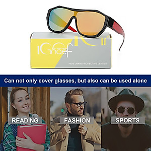 IGnaef Anti-glare Fit Over Glasses for Men Women Polarized UV Protection, Stylish HD Wrap Around Sunglasses for Cycling/Running/Driving/Fishing