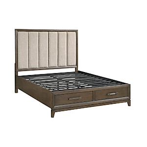 Lexicon Strader Platform Bed with Footboard Storage, Cal King, Dark Walnut