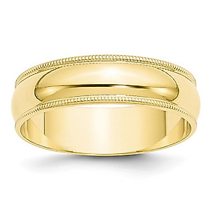 Jewels By Lux 10K Yellow Gold 6mm Light Weight Milgrain Half Round Wedding Band Size 7