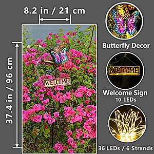 UrsaMajor Solar Watering Can with Cascading Lights - Garden Stakes Decorative with Welcome Sign Waterproof, 37.5 Inch Yard Art for Front Door Flower Bed Pots Porch Pathway Patio Backyard Landscape