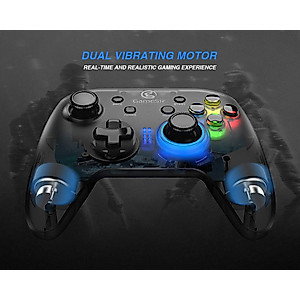 GameSir T4W Wired Game Controller Joystick for PC Windows 10/8/7 Dual Shock Gamepad, USB Gamepad with LED Backlight Joystick Vibration Feedback,Semi-Transparent Design