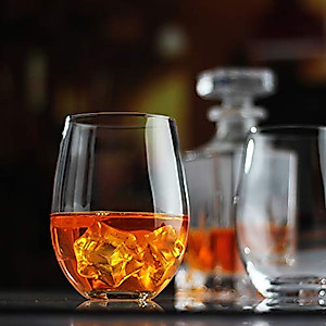 LUXU Stemless Wine Glasses(Set of 4)-20 oz,Crystal Wine Cups for Red or White Wine,Large Water Juice Glasses,No Stem Glass Beverage Cups,Clear Drinking Tumblers for Any Occasion