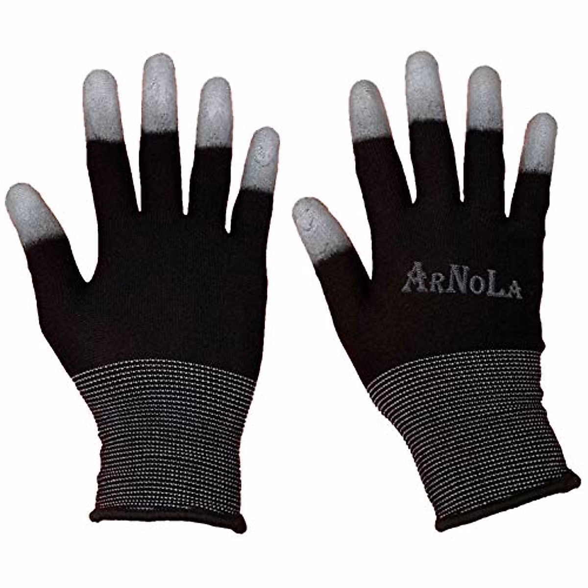 ARNOLA 2 Pairs Black Anti Static Gloves Top Fit Fingertip 13G Carbon Fibers PU Coated ESD Safety Work Gloves (2, Large)