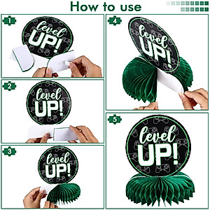 9 Pieces Video Game Party Decorations Supplies Video Game Honeycomb Table Centerpieces Cutouts for Video Game Birthday Baby Shower Theme Party Supplies