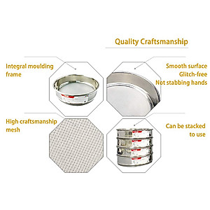 Adamas-Beta φ10×4.5cm 24 Mesh 304 Stainless Lab Sieves Economy Test Sieve 304 Stainless Steel Wire Cloth（0.8mm）