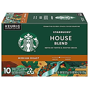 Starbucks Coffee Company Starbucks House Blend Coffee K-Cup Pods, Medium Roast Ground Coffee K-Cups for Keurig Brewing System, 100% Arabica Coffee, 10 CT K-Cups/Box (Pack of 2 Boxes)
