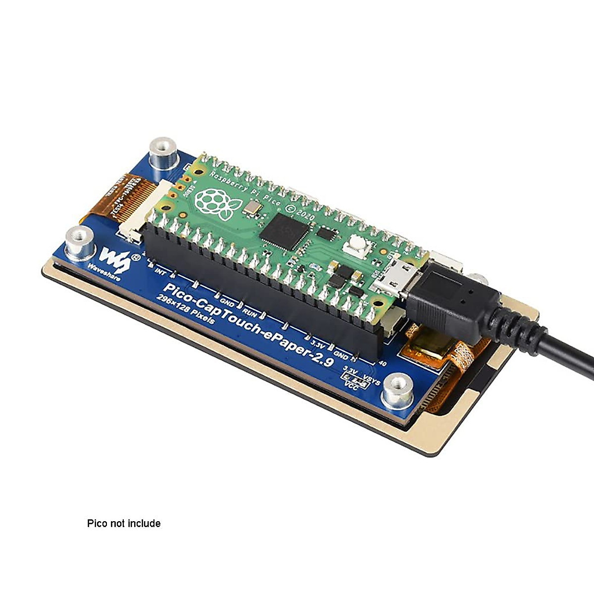Coolwell 2.9inch Touch E-Paper Module for Raspberry Pi Pico, 5-Points Touch, 296×128 Pixels, Support Partial Refresh, Black/White, SPI Interface