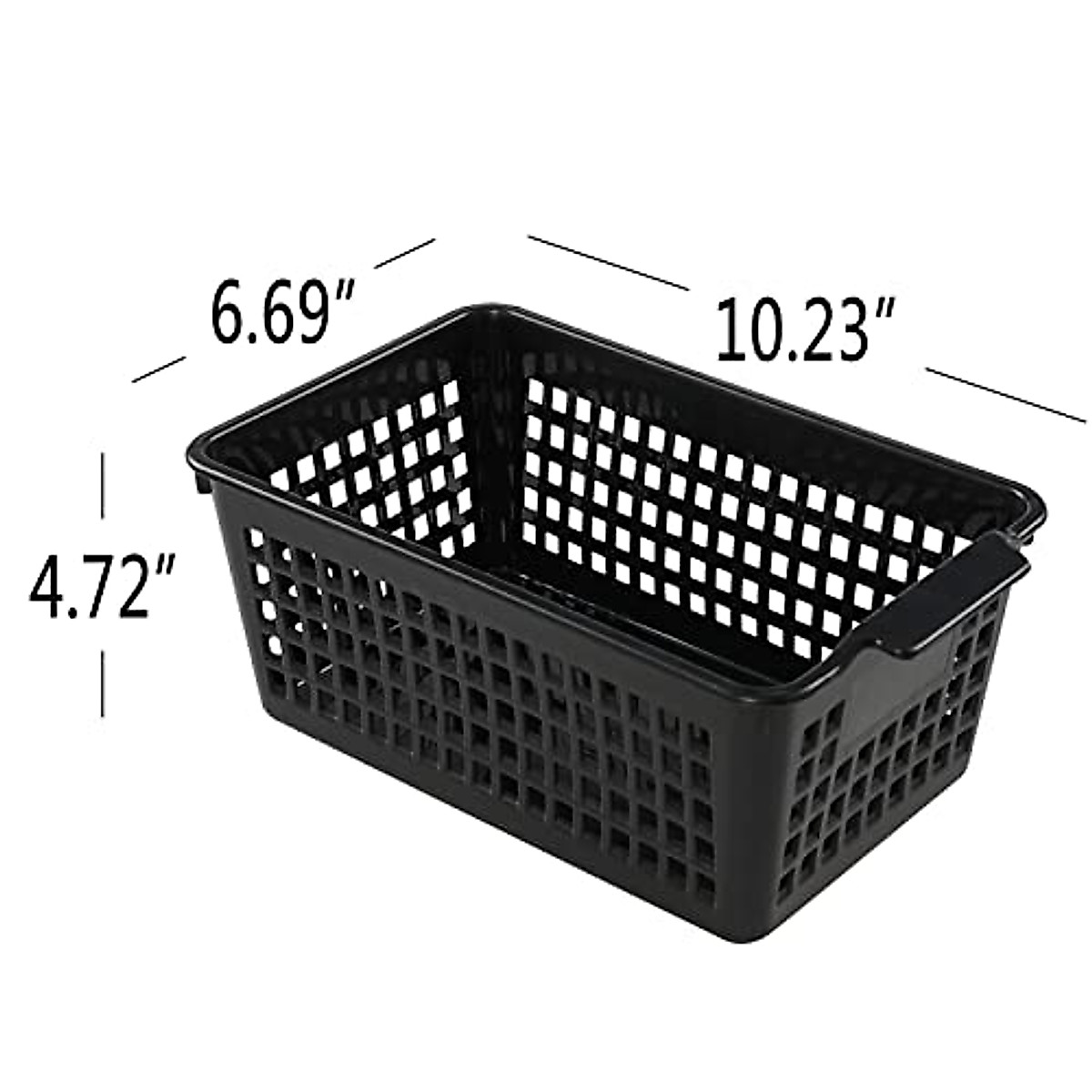AnnkkyUS 6-pack Plastic Storage Basket, Small Organizer Bins, Black