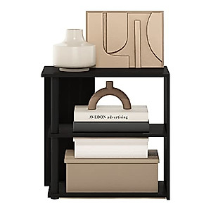 Furinno Romain 2-Tier End Table, Espresso/Black