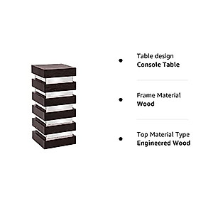 Howard Elliott Stepped Pedestal Accent, Medium, Black Wood and Mirror, 12 x 12 x 28 Inch Table