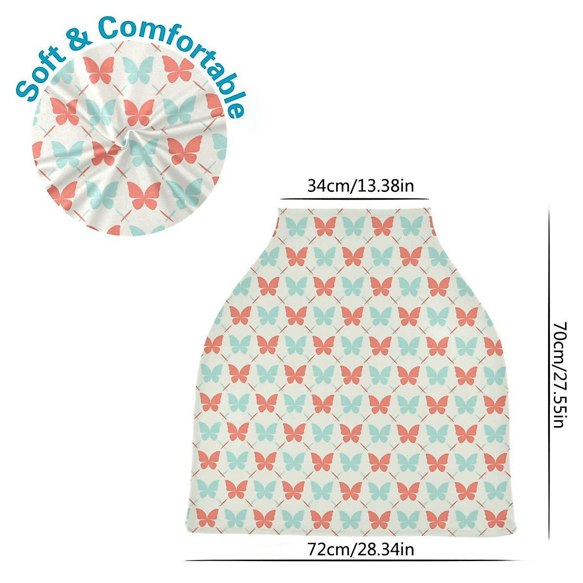 Kigai Cute Butterfly Geometric Nursing Cover for Baby Car Seat Covers Breathable Infant Stroller Cover Soft Breastfeeding Scarf