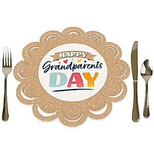 Big Dot of Happiness Happy Grandparents Day - Grandma & Grandpa Party Round Table Decorations - Paper Chargers - Place Setting For 12