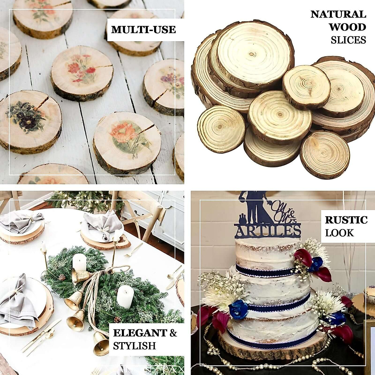 Efavormart 15"~18" | Rustic Natural Wood Slices Round Poplar Wooden Slab Table Centerpiece