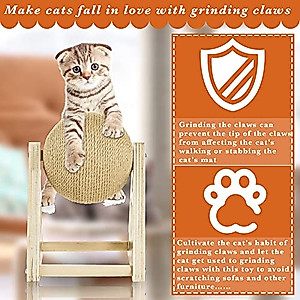 Cat Scratcher Ball Wood Sisal Cat Scratcher Toy Cats Scratcher Orb Scratcher for Indoor Kittens and Cats Nails Interactive Solid Wood Pet Toy Cat Exercise Fun Toy Protect Your Furniture (Small)
