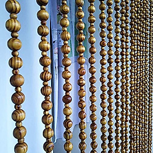 OKUOKA Beaded Door Curtains for Doorways Wood Bead String Curtain for Room Dividers -21 Strands Home Hanging Curtain Entrance Ornaments Retro Style, Size Customizable (Size : 60x155cm)