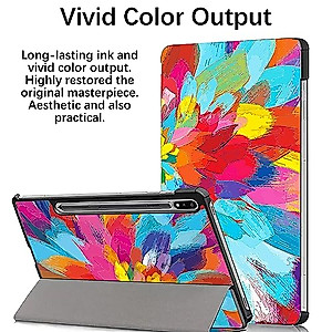 Berkin Arts Samsung Galaxy Compatible with Tab S8/S7 Case 11 Inch Model SM-X700/X706/T870/T875/T878Tri-Fold Stand Cover Cloisonnism Vibrant Expressive Colorful Energetic Brush