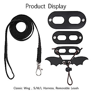 cobee Bearded Dragon Harness and Leash, 3 Pcs Adjustable Lizard Leashes, Soft Leather Reptile Lizard Leash with Cool Wings for Iguana Gecko Chameleon Amphibians Rat Small Pet Animals