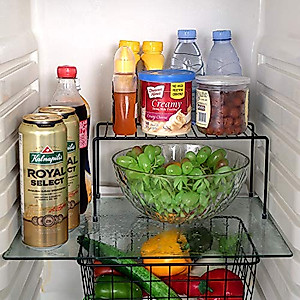 yaenoei Kitchen Shelves, Cabinet Organization Mini Storage Shelf, Black ,Set of 2