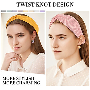 20 Pcs Boho Vintage Elastic Criss Cross Turban Head Wraps - Solid Color Stretchy Hair Accessories for Women's Yoga and Workout