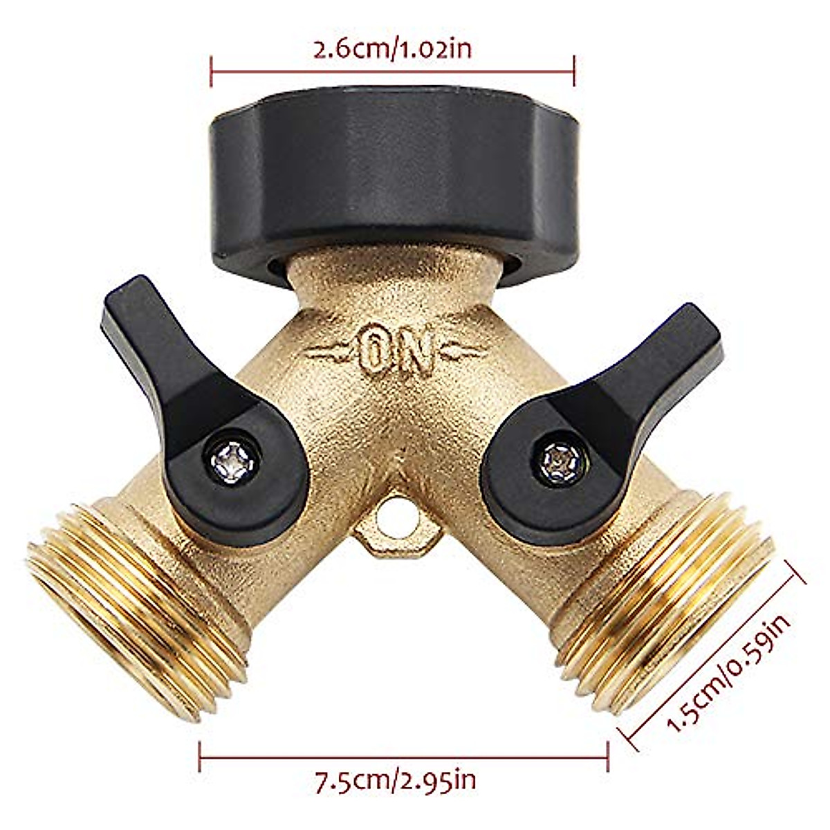 Lifynste 2 Way Brass Hose Splitter, 3/4" Brass Hose Connectors, Y Connector Garden Hose Adapter Connector, 2 Pack