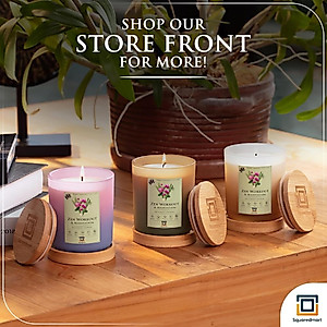 SquaredMart Natural Soy Scented Candle - Zen Workout & Meditation, Bamboo, Lemongrass & Lotus Flowers, 55 Hour Burn, 100% Cotton Wick, Eco-Friendly Bamboo Coaster & Lid, Yoga & Exercise, Serenity