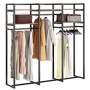 soges Garment Racks with 2 Tiers Shelves 3 Rod Clothes Rack FreeStanding Rack Organizer Storage for Hanging Clothes and Storage