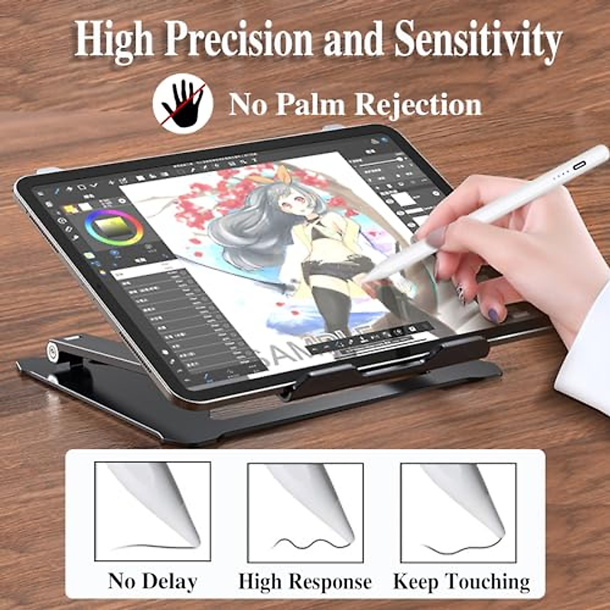 Universal Stylus Pens for Touch Screens POM Tip Magnetic iPad Pencil Rechargeable Tablet Pencil Active Stylus Pen for Android/iPad/Pro/Air/Mini/iPhone/Samsung/Lenovo/iOS/and Other Smartphone Devices