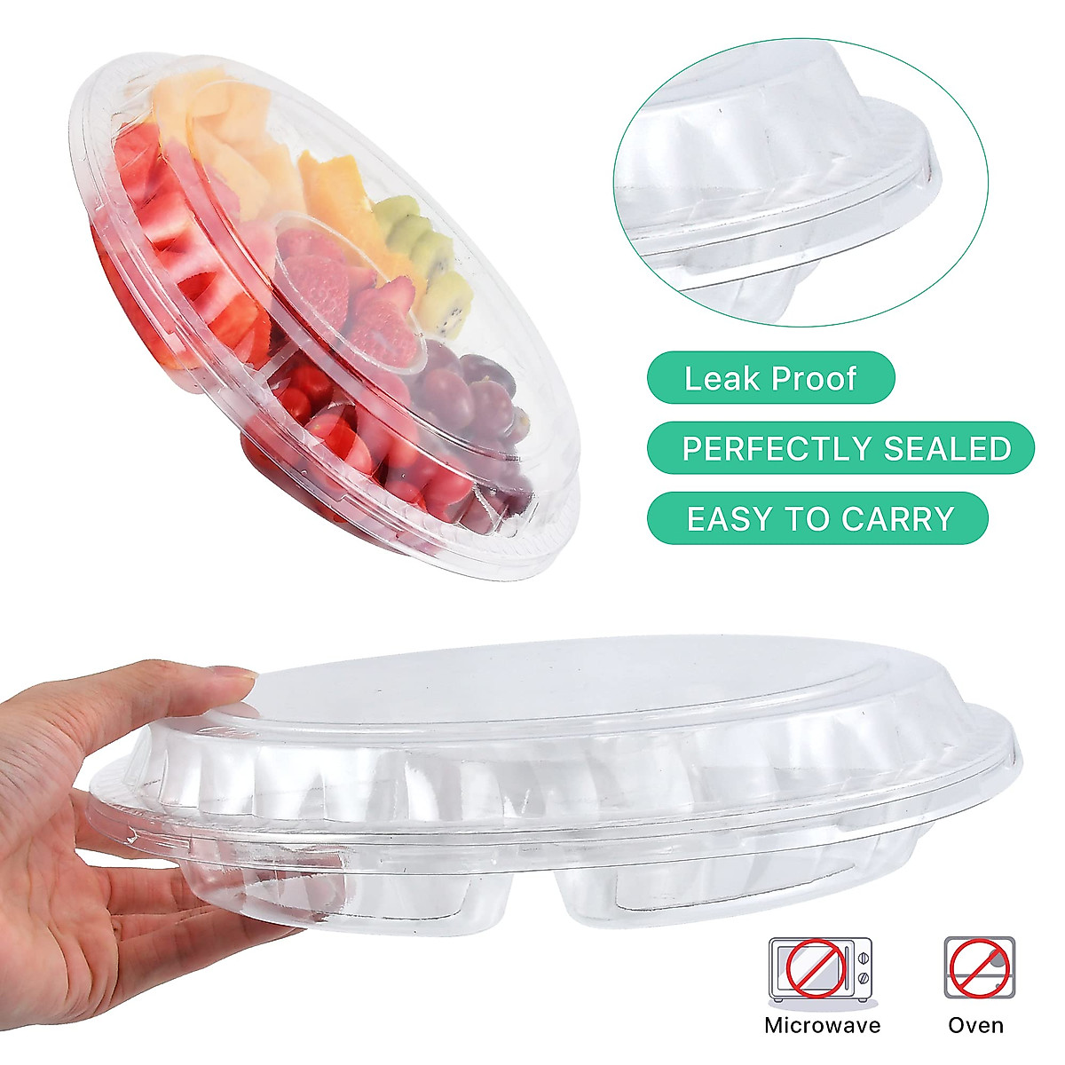 Gransuncy 10 Pcs Round Appetizer Serving Trays Disposable Food Storage Containers