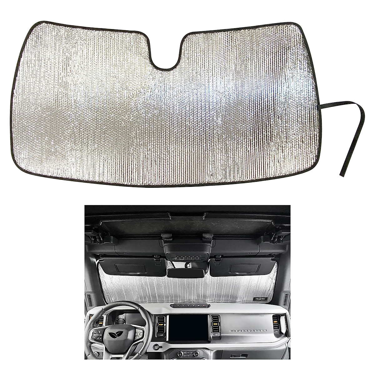 YelloPro Auto YelloPro Custom Fit Reflective Front Windshield Sunshade for 2021 2022 2023 2024 Ford Bronco SUV - (Nor for Sport Model), Sun Protection UV Reflector Accessories [Made in USA]