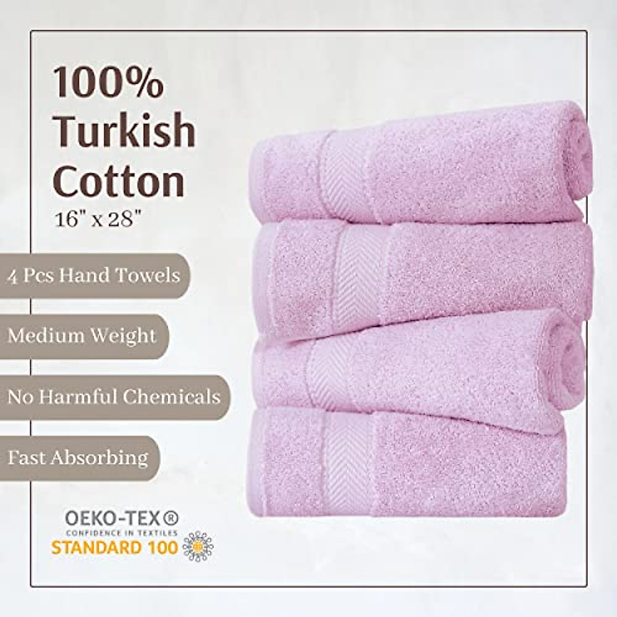 TEXTILOM Turkish Hand Towels for Bathroom – Hotel and Spa Quality & Soft & Absorbent & Quick Dry Bathroom Hand Towels – 100% Cotton Turkish Hand Towel Set of 4 (16 x 28 inches)- Lavender