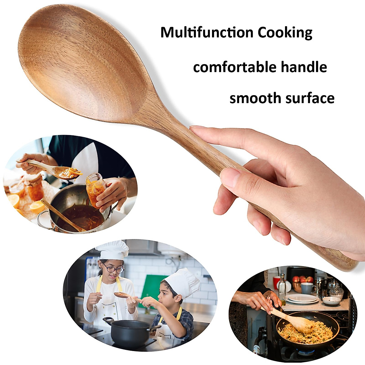 MornHalo 2PCS Acacia Wooden Spoons For Cooking 12-inch Smooth Finish Cooking Spoons-Comfortable Grip Wood Spoons for Cooking - Non-Stick Wooden Cooking Utensils Wooden Spoons Cooking