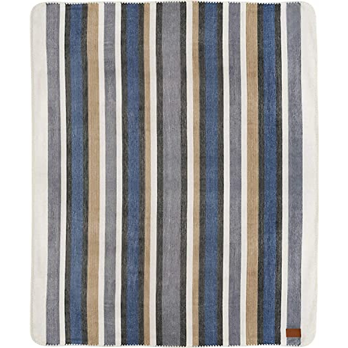 QISU Alpaca Wool Blanket Throw | Large, Beautiful, Warm, Stripe | 85 x 65 inches | Ultra-Soft, Hypoallergenic and Breathable | Non-Itchy or Scratchy Fabric (Brown Blue Grey White)