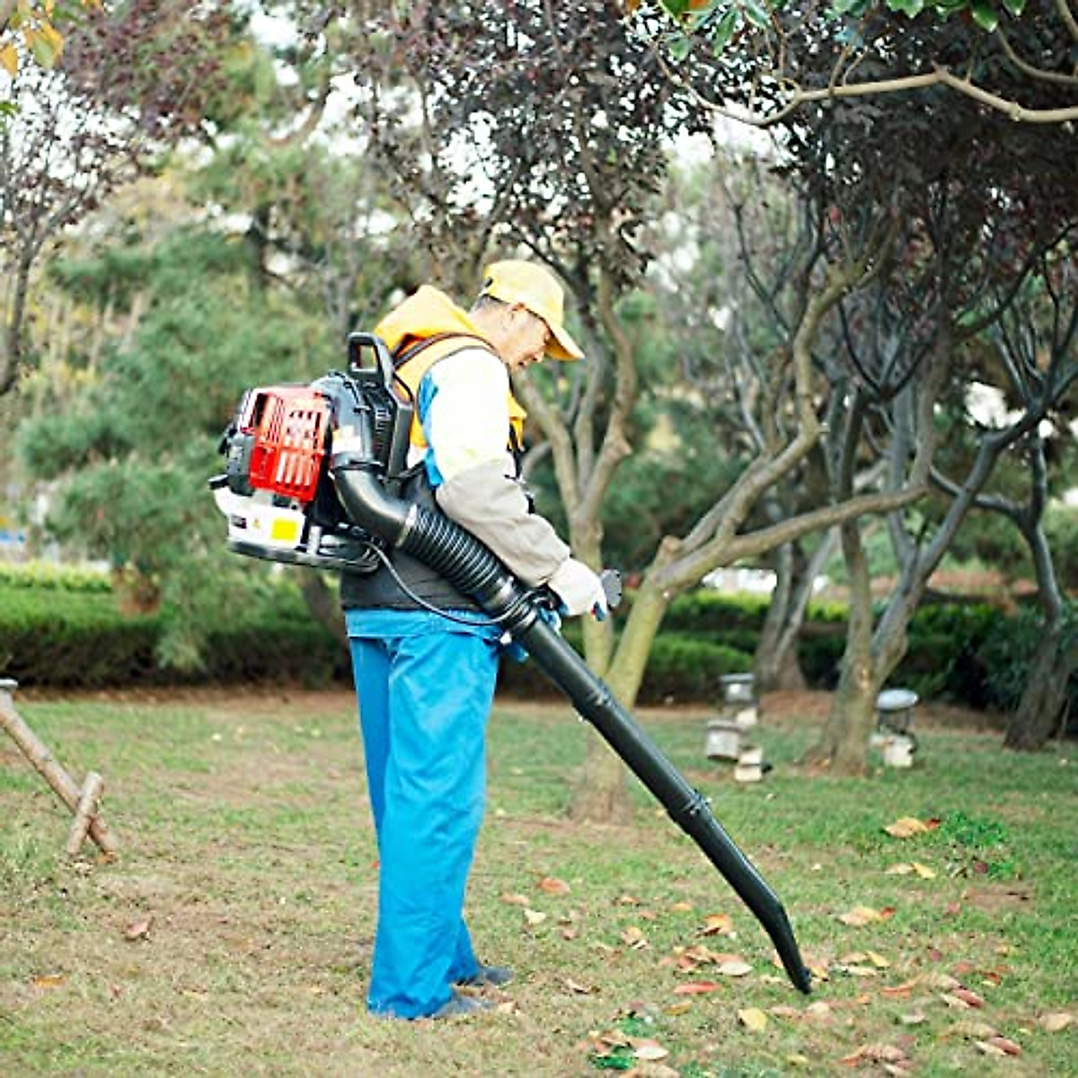 Voohek Backpack Leaf Blower Gas-Powered, 52cc 2-Cycle Engine, Gasoline Blower, 530CFM, 248MPH, Red