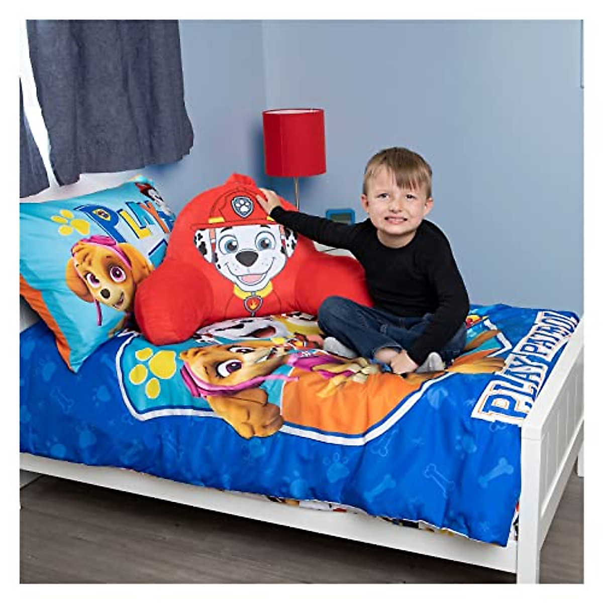 Paw Patrol Marshall Kids Back Resting Pillow for Reading and Watching TV – Bed Rest Pillow with Arms to Lounge with Comfortable Back Support – Great for The Bed or Couch