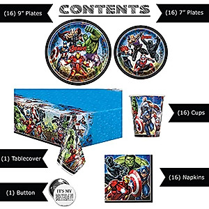 Marvel Avengers Party Supplies and Decorations for Superhero Birthday Party, Serves 16 Guests, Perfect for Girls and Boys, Easy Setup and Takedown with Plates, Napkins and Cups