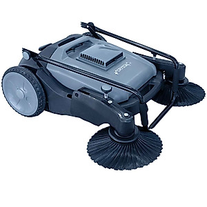 Industrial Floor Sweeper with 3 Brooms, 39 inch Cleaning Width, 39,000 Sq.ft per Hour, 14.5 gal Big Trash bin, Less Trips and Effort