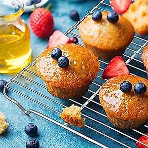 P&P CHEF Baking Rack Cooking Rack Set of 2-16.6''x11.6 Stainless Steel Wire Cooling Drying Roasting Rack, Fits Half Sheet Cookie Pans, Commercial Quality, Oven & Dishwasher Safe