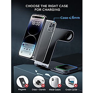 Wireless Charger, 3 in 1 Wireless Charger Station Anchorock Fast Charging Stand Charging Dock for iPhone 14/13/12/11/Pro/Max/XS/XR/X/8/Plus/Apple Watch 7/6/5/4/3/2/SE/AirPods 3/2/Pro, More QI Devices