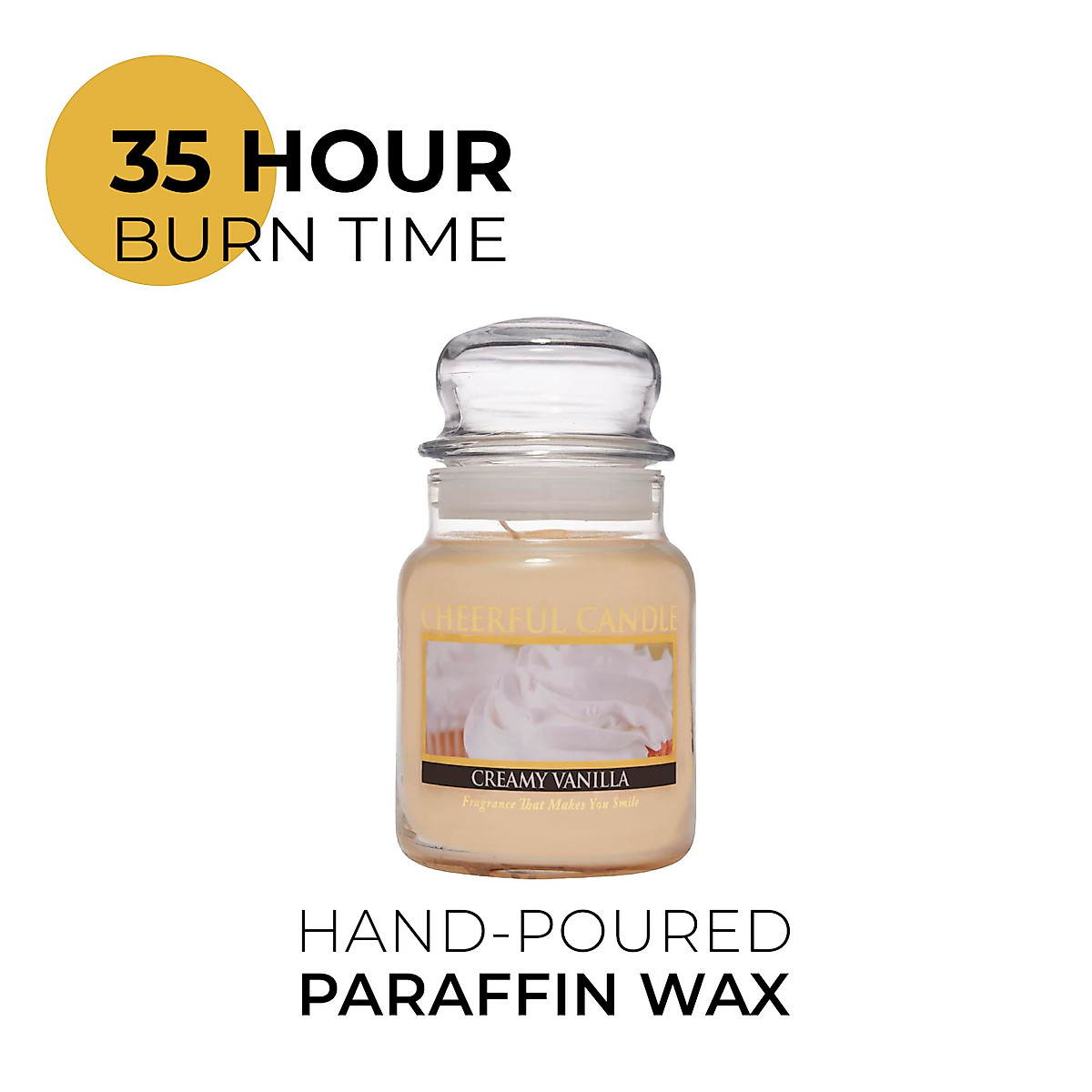 A Cheerful Giver - Creamy Vanilla Scented Glass Jar Candle (6 oz) with Lid & True to Life Fragrance Made in USA