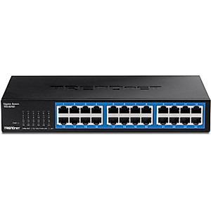 TRENDnet 24-Port Gigabit Desktop Switch, TEG-S25D, 24 x Gigabit RJ-45 Ports, 48Gbps Switching Capacity, Fanless Design, Metal Enclosure, Internal Power Supply, Lifetime Protection, Black