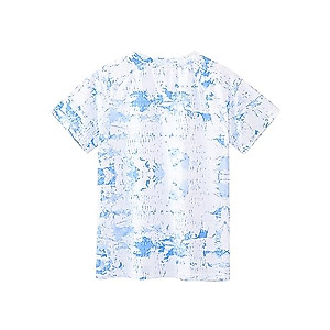 Mufeng Kids Boys Girls Quick Dry Breathable Raglan Sleeve T-Shirt Sun Protection Shirts for Workout Football Basketball Blue 9-10 Years