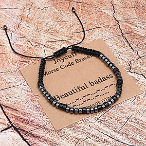 JoycuFF Bracelets for Women Men Best Friend Friendship Sister in Law BFF Good Friend Funny Birthday Gifts for Women Handmade Silk Wrap Adjustable Bracelet Morse Code Bracelets