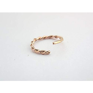 14k Nose Ring, 22g Solid Yellow Real Gold Nose Ring, Twisted Rope Piercing Jewelry, Nose Hoop, Minimalist Dainty Tribal Handmade Boho Piercing Jewelry, 7.5mm