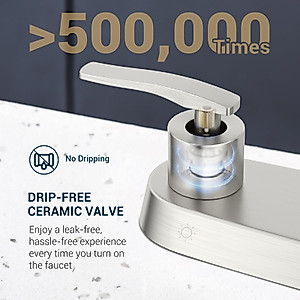 DAYONE Kitchen Faucet with Side Sprayer 2 Handle Brushed Nickel, 8 Inches 4 Holes Centerset Kitchen Sink Faucet, Pull Out Stainless Steel Sink Faucets for RV Laundry Bar with Supply Lines, DAY-CR2001