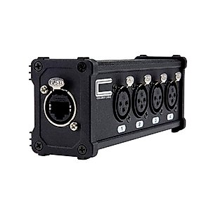 4 Channel 3-Pin XLR Female Adapter to Single Ethercon Cable -Compact Cat6 Multi Network Snake Receiver- For Live Stage, Home Studio Recording- XLR, AES, DMX Channels Over RJ45 Cat5/Cat6 Ethernet Cable