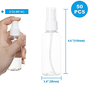 50PCS 2 Oz Spray Bottle Mini Mist Sprayer Clear Fine Small Spray Bottle Empty Travel Spray Bottles Reusable Liquid Containers Water Spray Bottle for Perfume, Plant(60ml)